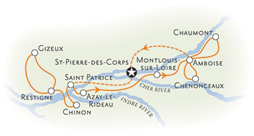 Map Bike Tours Loire Valley France
